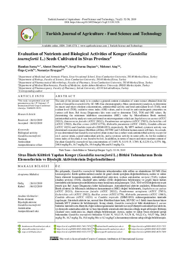 (PDF) Sivas İlinde Kültürü Yapılan Kenger (Gundellia tournefortii L ...