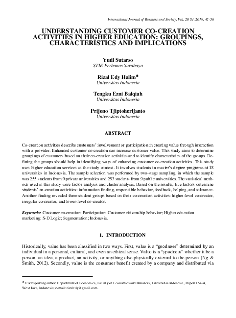 (PDF) Understanding customer co-creation activities in higher education ...