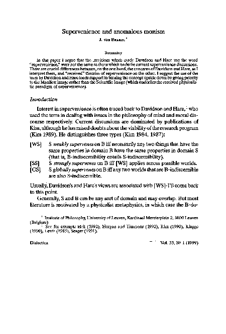 (PDF) Supervenience and anomalous monism