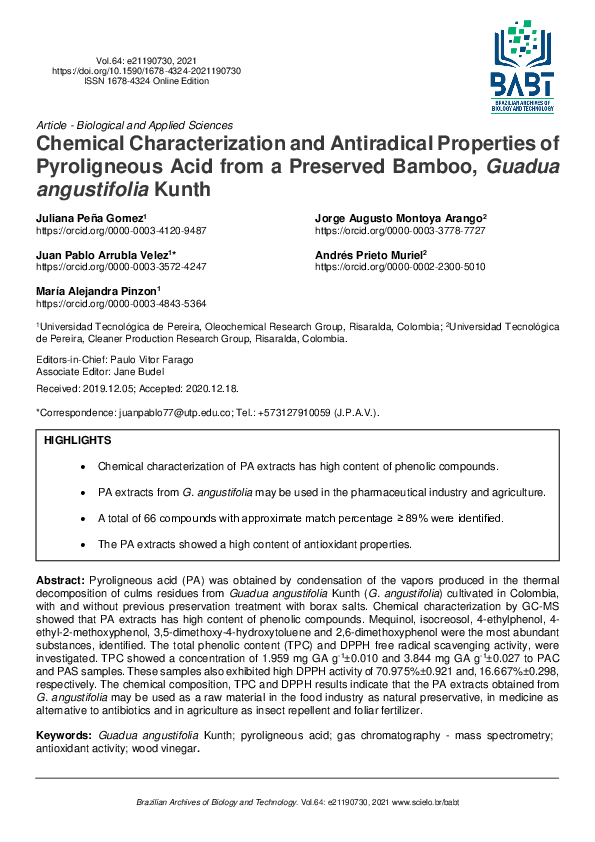 (PDF) Chemical Characterization and Antiradical Properties of Pyroligneous Acid from a Preserved ...