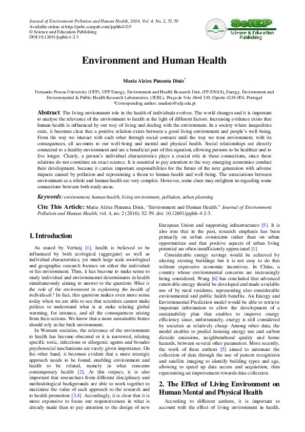 (PDF) Environment and Human Health