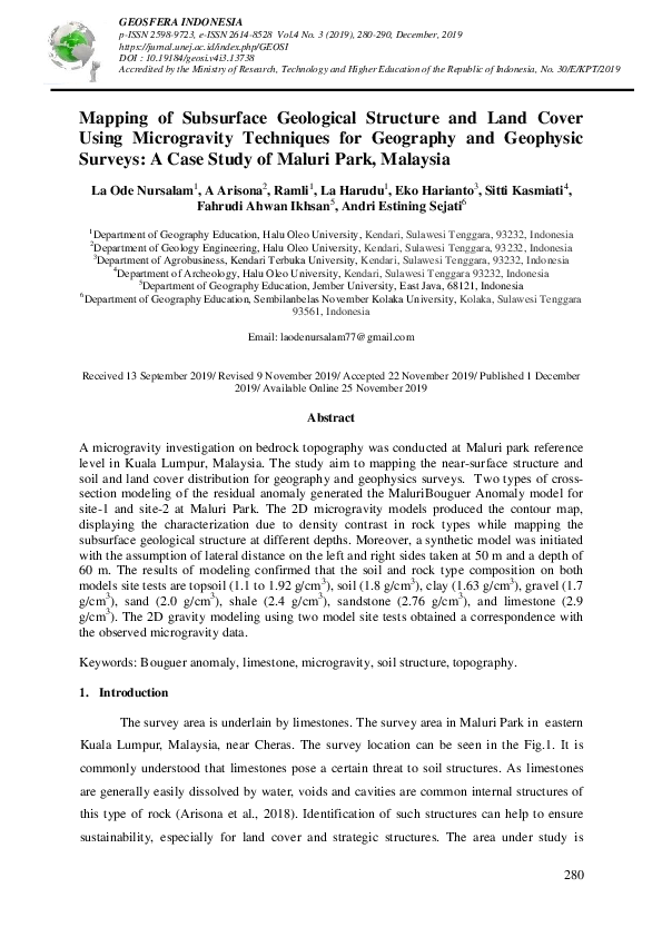 (PDF) Mapping of Subsurface Geological Structure and Land Cover Using ...