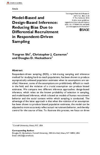 (PDF) Model-Based and Design-Based Inference: Reducing Bias Due to ...