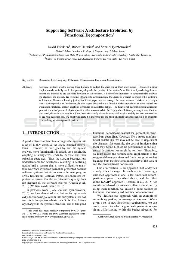 (PDF) Supporting Software Architecture Evolution by Functional ...