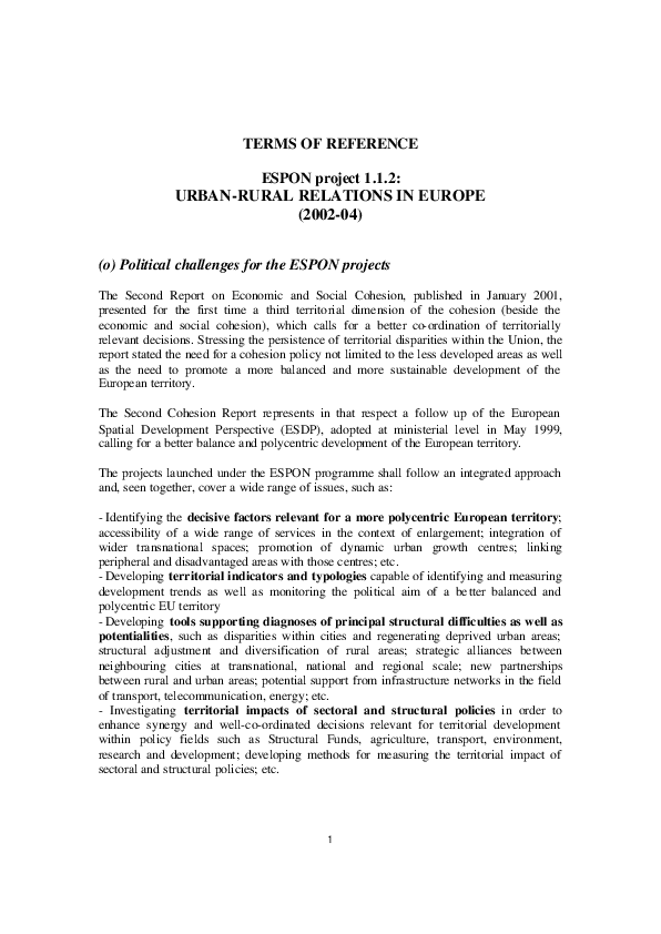 (PDF) Urban-rural relations in Europe