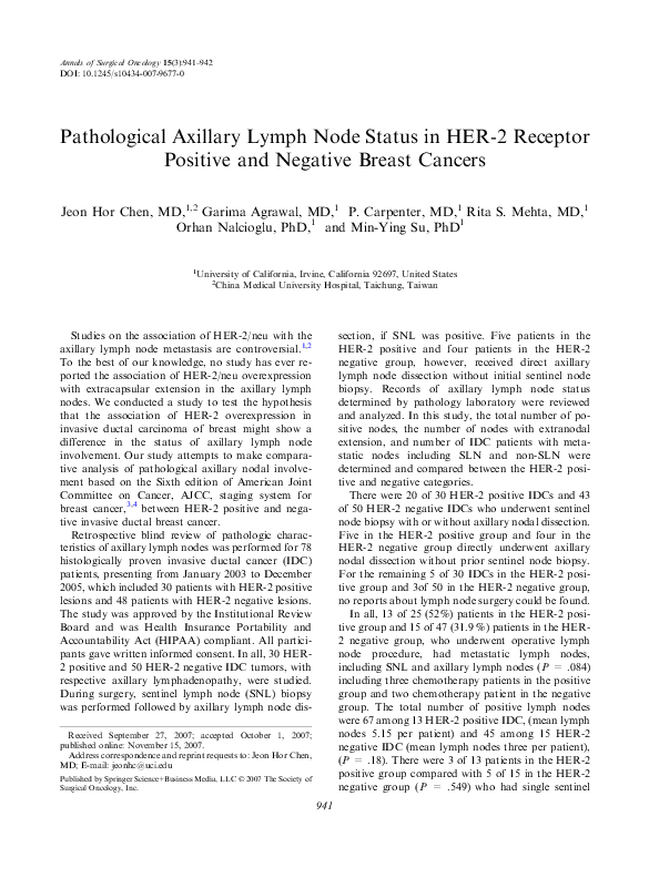 (PDF) Pathological Axillary Lymph Node Status in HER-2 Receptor ...