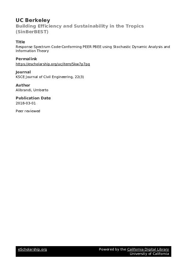 (PDF) Response Spectrum Code-Conforming PEER PBEE using Stochastic Dynamic Analysis and ...