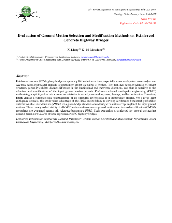 Pdf Evaluation Of Ground Motion Selection And Modification Methods On