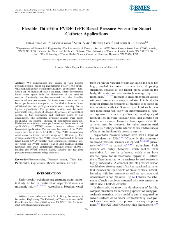 (PDF) Flexible Thin-Film PVDF-TrFE Based Pressure Sensor for Smart ...
