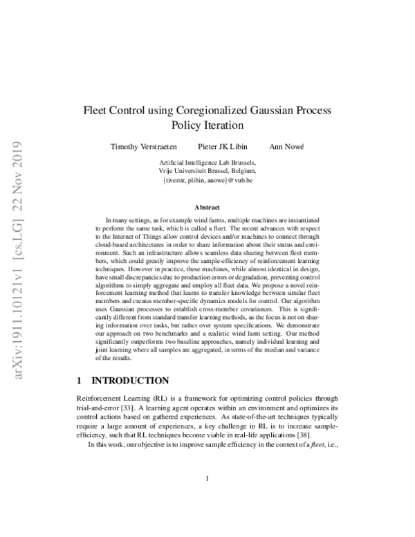 (PDF) Fleet Control using Coregionalized Gaussian Process Policy Iteration