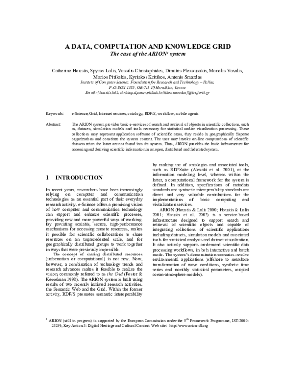 (PDF) A Data, Computation and Knowledge Grid: the case of the ARION system