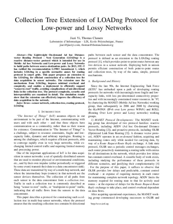 (PDF) Collection Tree Extension of LOADng Protocol for Low-power and ...