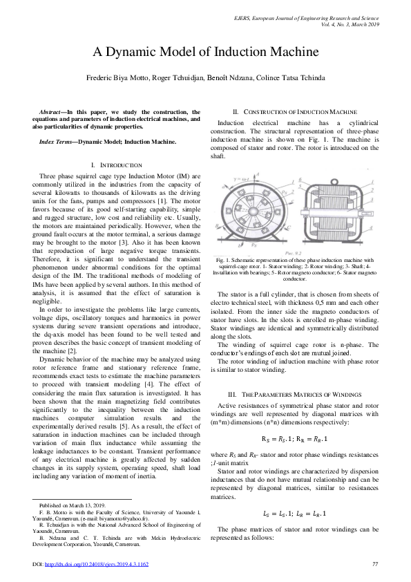(PDF) A Dynamic Model of Induction Machine