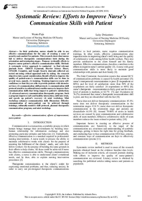 (PDF) Systematic Review: Efforts to Improve Nurse’s Communication ...