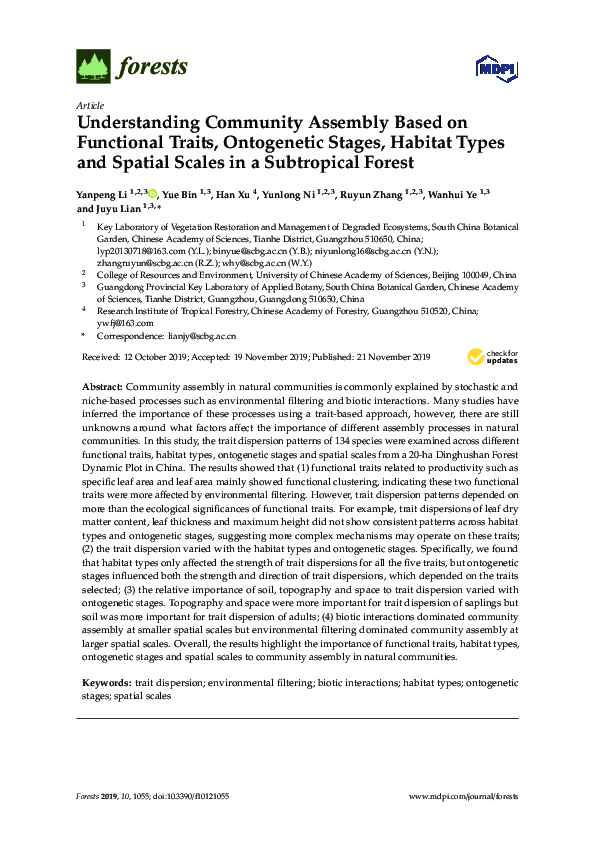 (PDF) Understanding Community Assembly Based on Functional Traits ...