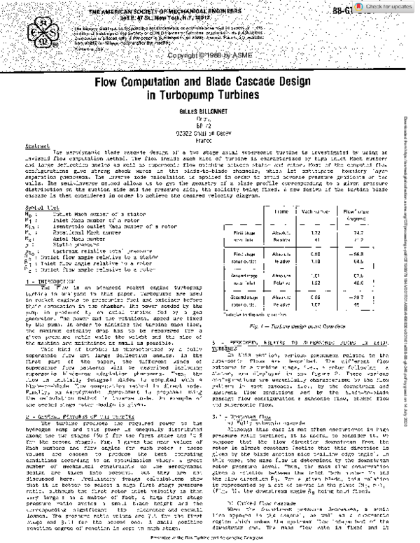 (PDF) Flow Computation and Blade Cascade Design in Turbopump Turbines