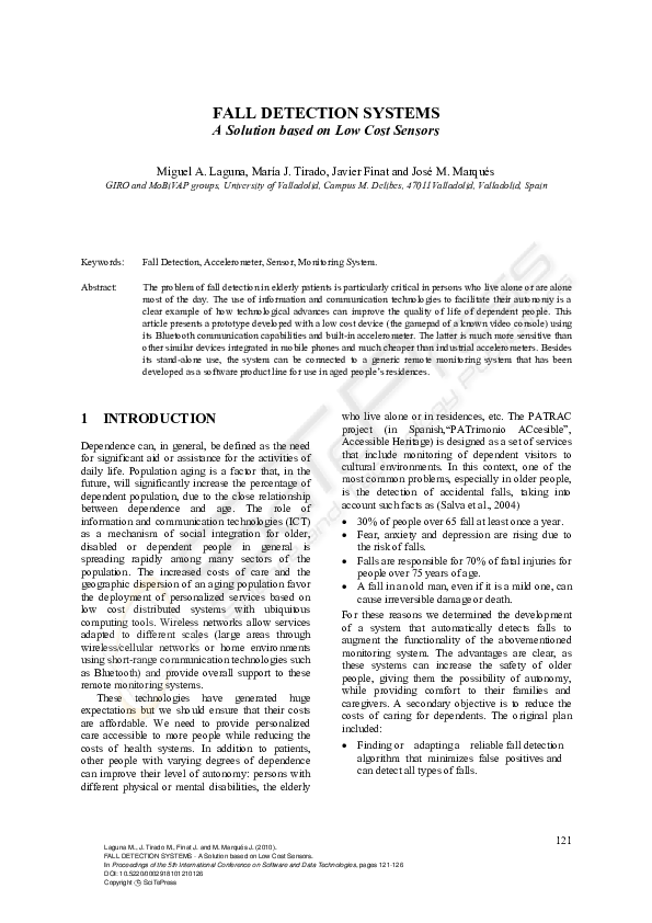 (PDF) Fall detection systems - A solution based on low cost sensors