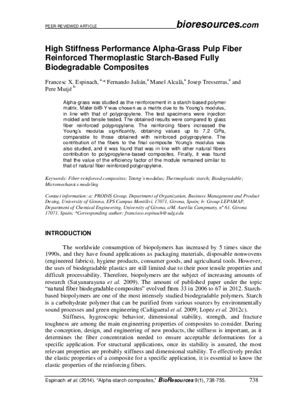 (PDF) High Stiffness Performance Alpha-Grass Pulp Fiber Reinforced ...