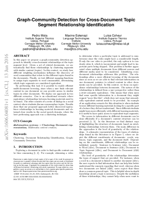 (PDF) Graph-Community Detection for Cross-Document Topic Segment ...