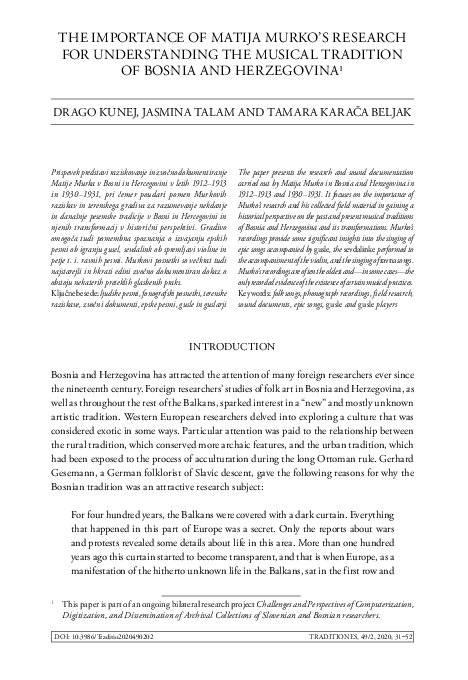 (PDF) The Importance of Matija Murko’s Research for Understanding the ...