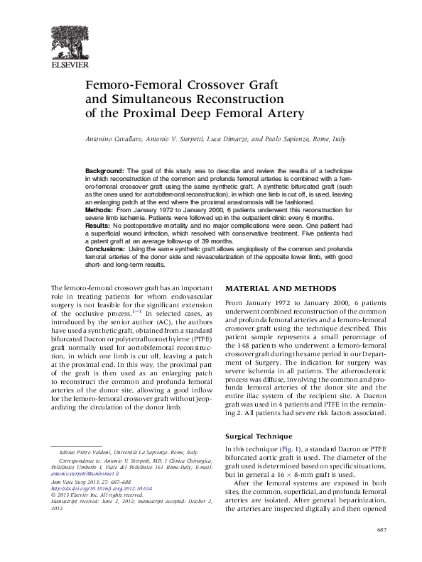 (PDF) Femoro-femoral crossover graft and simultaneous reconstruction of ...