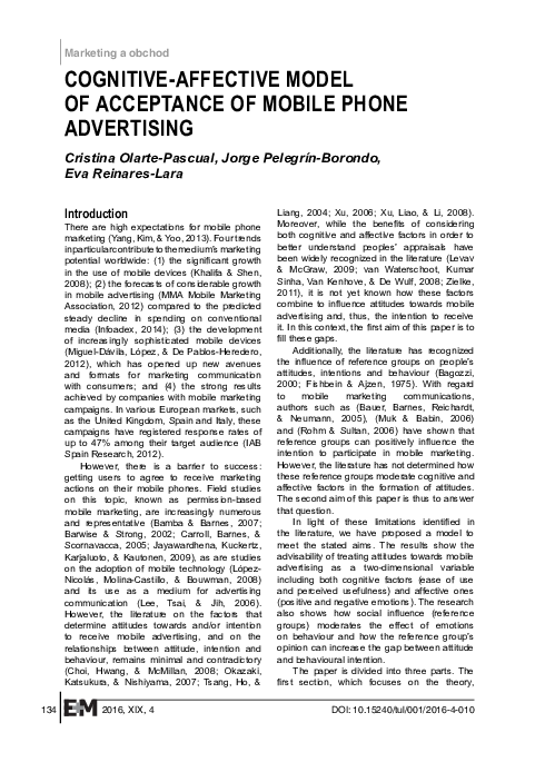 (PDF) Cognitive-affective model of acceptance of mobile phone advertising