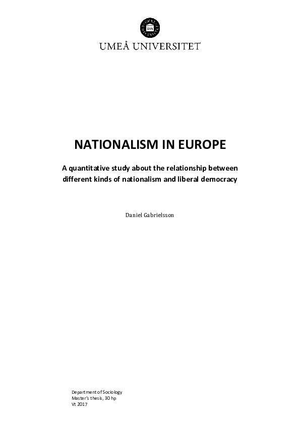 (PDF) Nationalism in Europe : A quantitative study about the ...