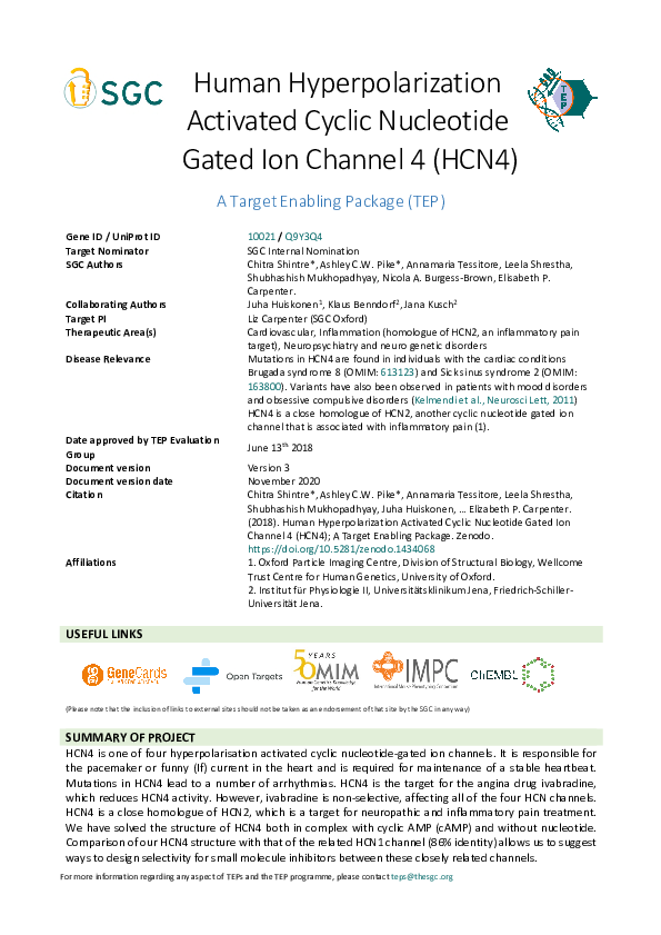 (PDF) Human Hyperpolarization Activated Cyclic Nucleotide Gated Ion ...