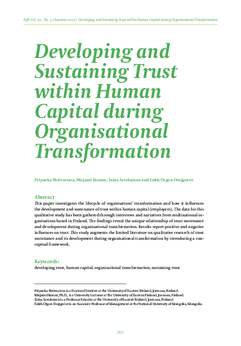(PDF) Developing and Sustaining Trust within Human Capital during ...