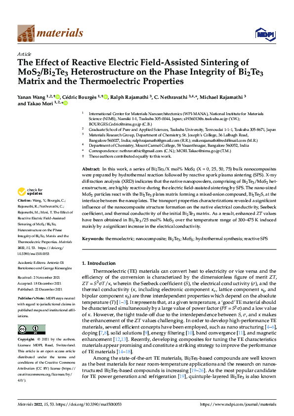 (PDF) The Effect of Reactive Electric Field-Assisted Sintering of MoS2 ...