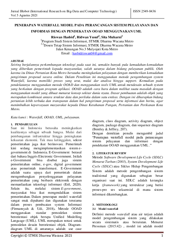 (PDF) Penerapan Waterfall Model Pada Perancangan Sistem Pelayanan Dan ...