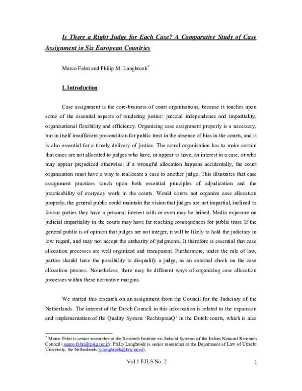 (PDF) Is There a Right Judge for Each Case? A Comparative Study of Case ...