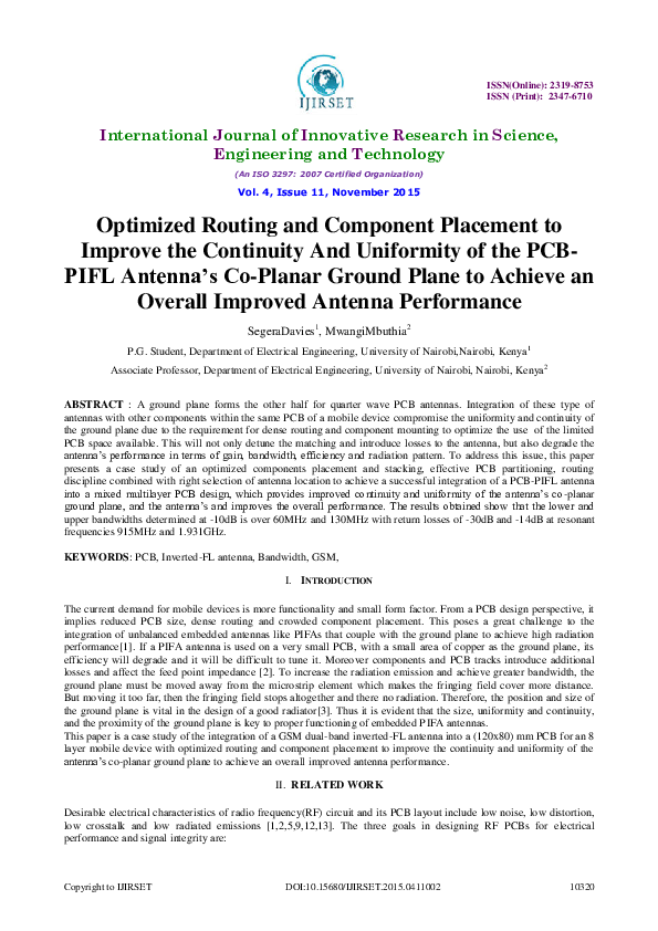(PDF) Optimized Routing and Component Placement to Improve the ...