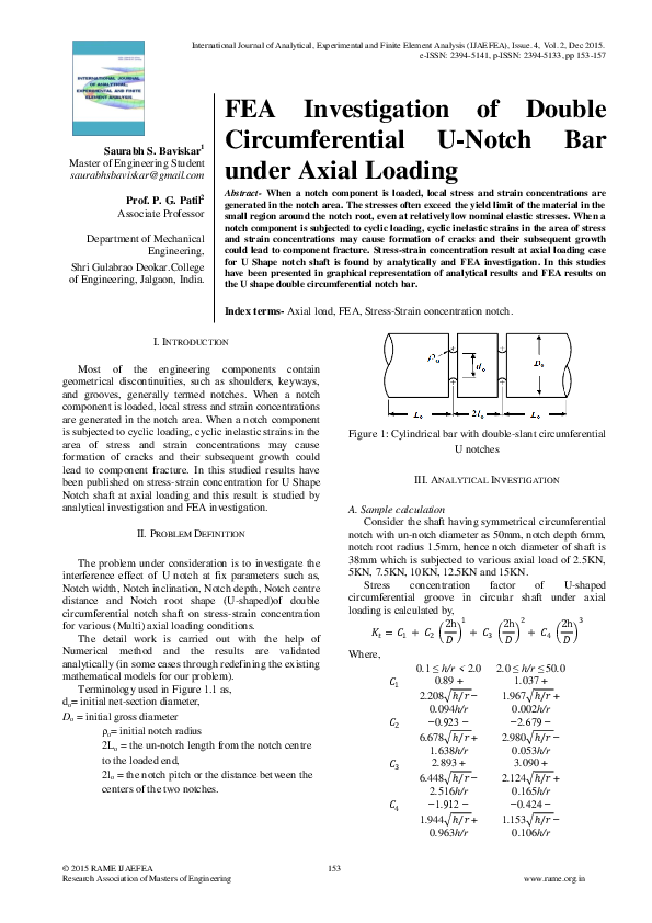 (PDF) FEA Investigation of Double Circumferential U-Notch Bar under ...