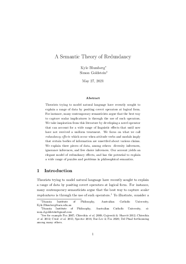 (PDF) A Semantic Theory of Redundancy