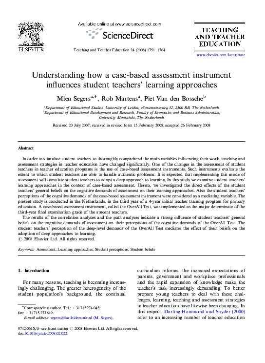 (PDF) Understanding how a case-based assessment instrument influences ...