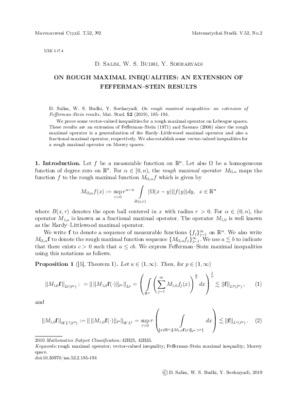 (PDF) On Rough maximal inequalities: an extension of Fefferman-Stein ...