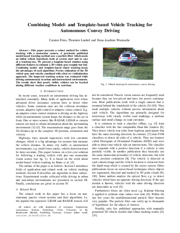 (PDF) Combining Model-and Template-based Vehicle Tracking for ...
