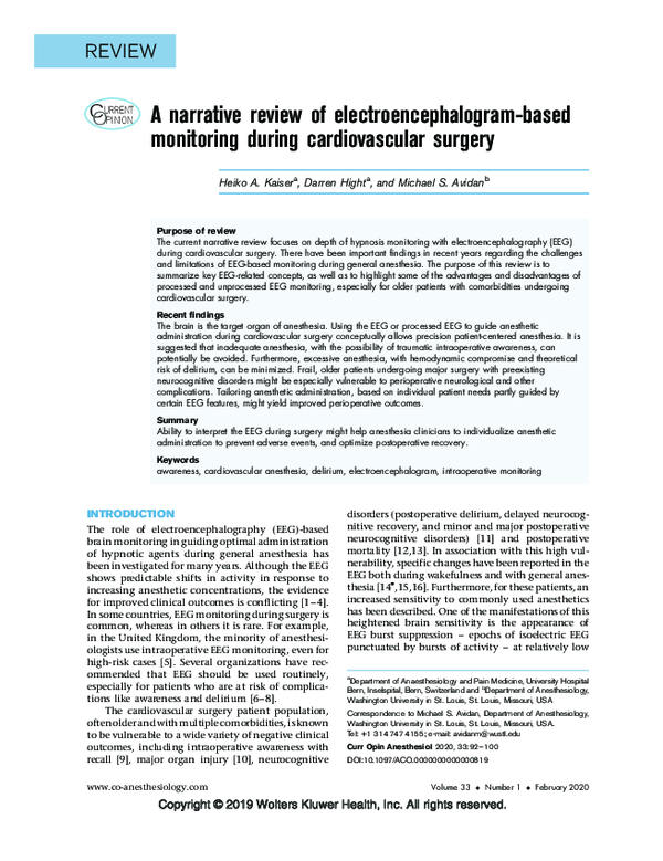 (PDF) A narrative review of electroencephalogram-based monitoring ...