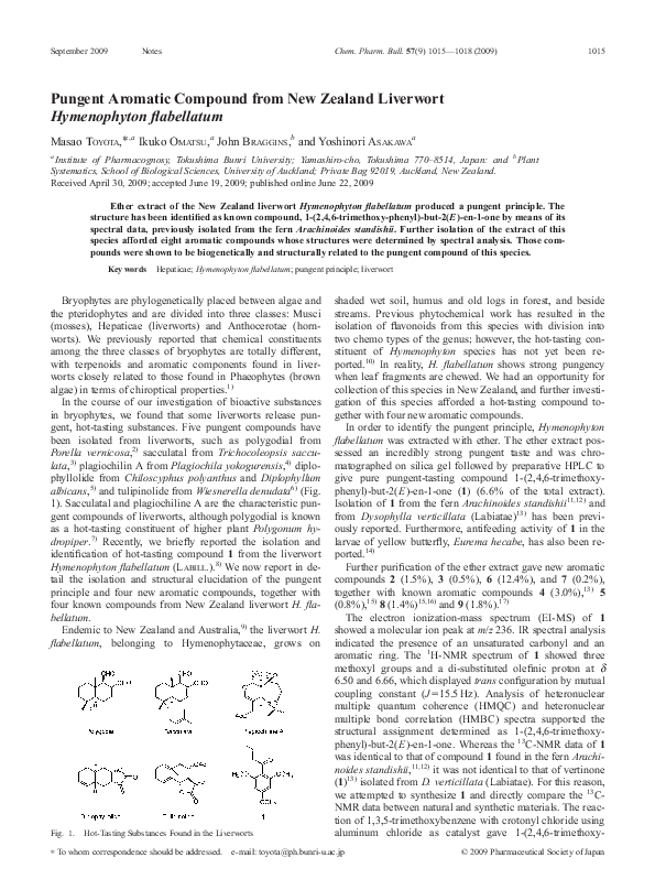 (PDF) Pungent Aromatic Compound from New Zealand Liverwort Hymenophyton ...
