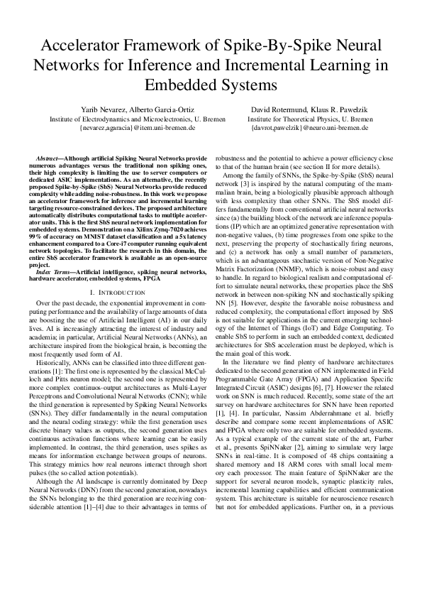 (PDF) Accelerator Framework of Spike-By-Spike Neural Networks for Inference and Incremental ...