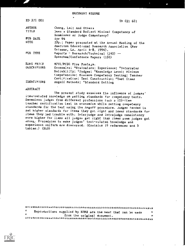 (PDF) IDENTIFIERS Angoff Methods; *Standard Setting