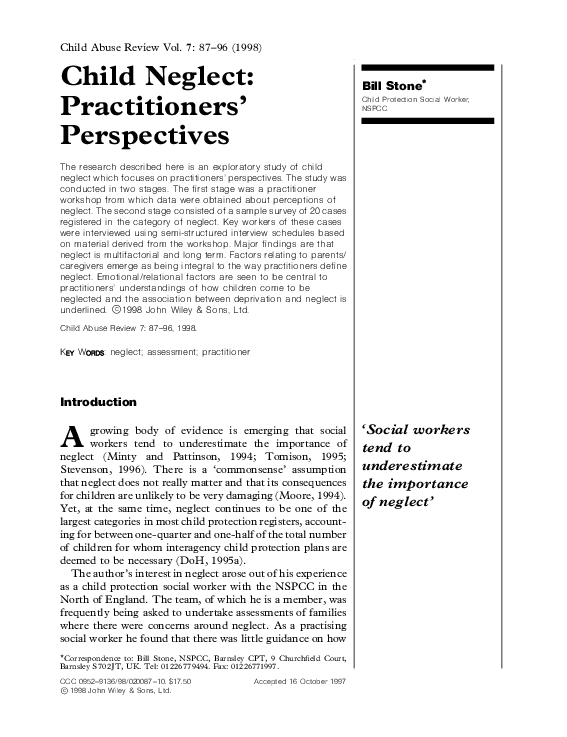 (PDF) Child neglect: Practitioners' perspectives