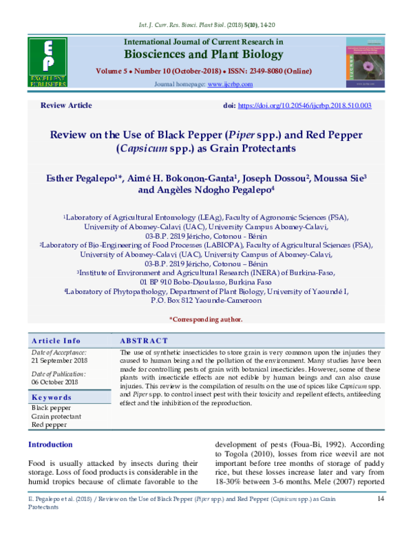 (PDF) Review on the Use of Black Pepper (Piper spp.) and Red Pepper ...