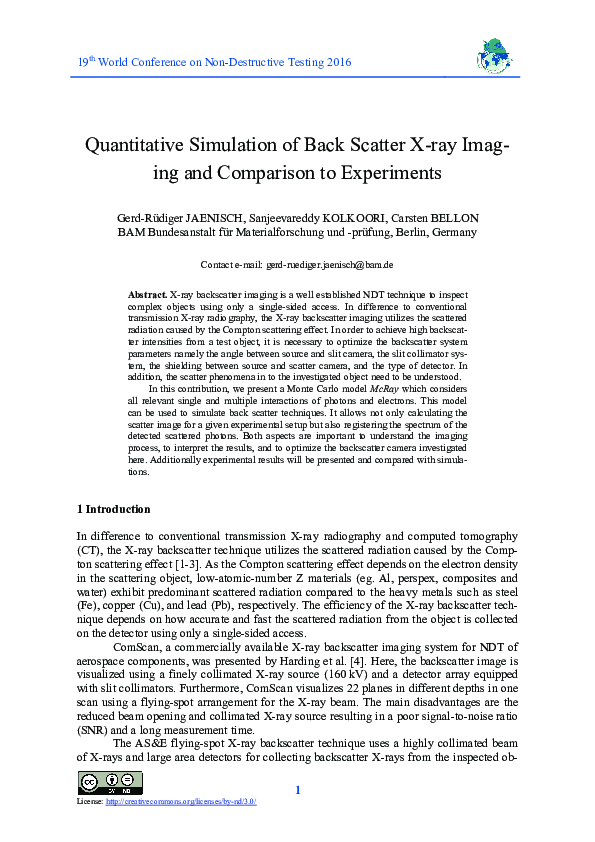 (PDF) Quantitative simulation of back scatter X-ray imaging and ...