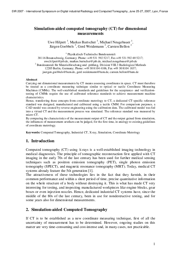 (PDF) Simulation-aided computed tomography (CT) for dimensional ...