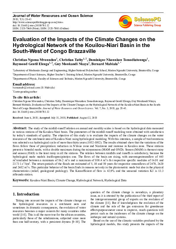 (PDF) Evaluation of the Impacts of the Climate Changes on the ...