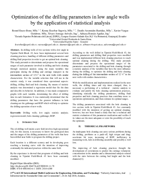 (PDF) Optimization Of The Drilling Parameters In Low Angle Wells By The ...