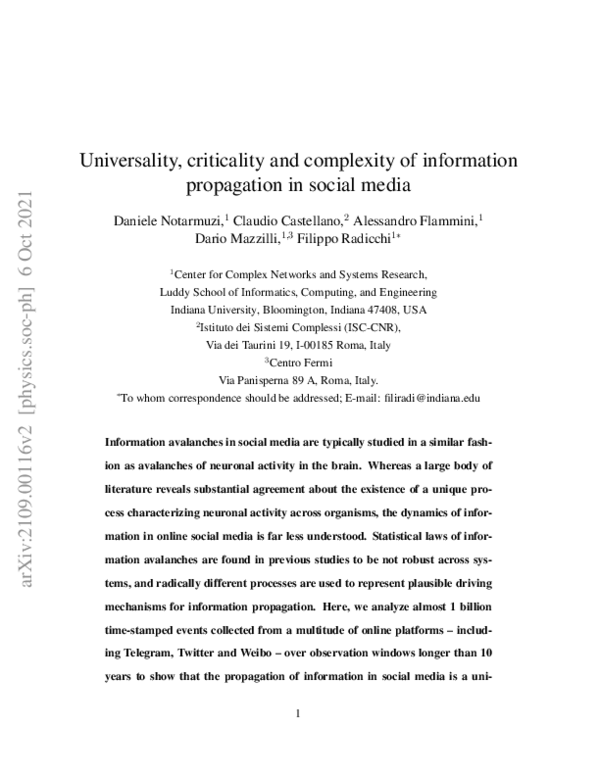 (PDF) Universality, criticality and complexity of information ...