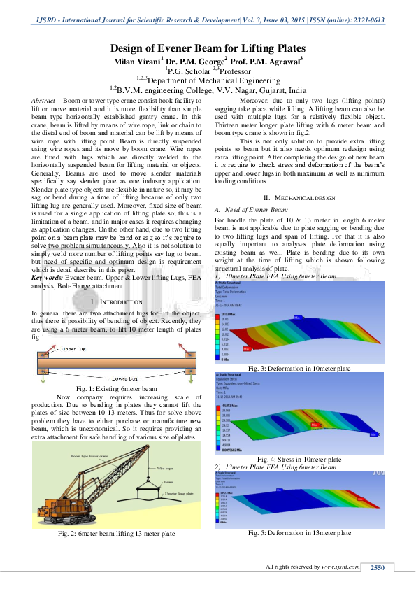 (PDF) Design of Evener Beam for Lifting Plates